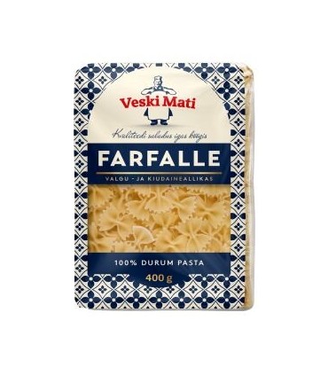 Pasta farfalle, 100% Durum nisujahu, Veski Mati 400g